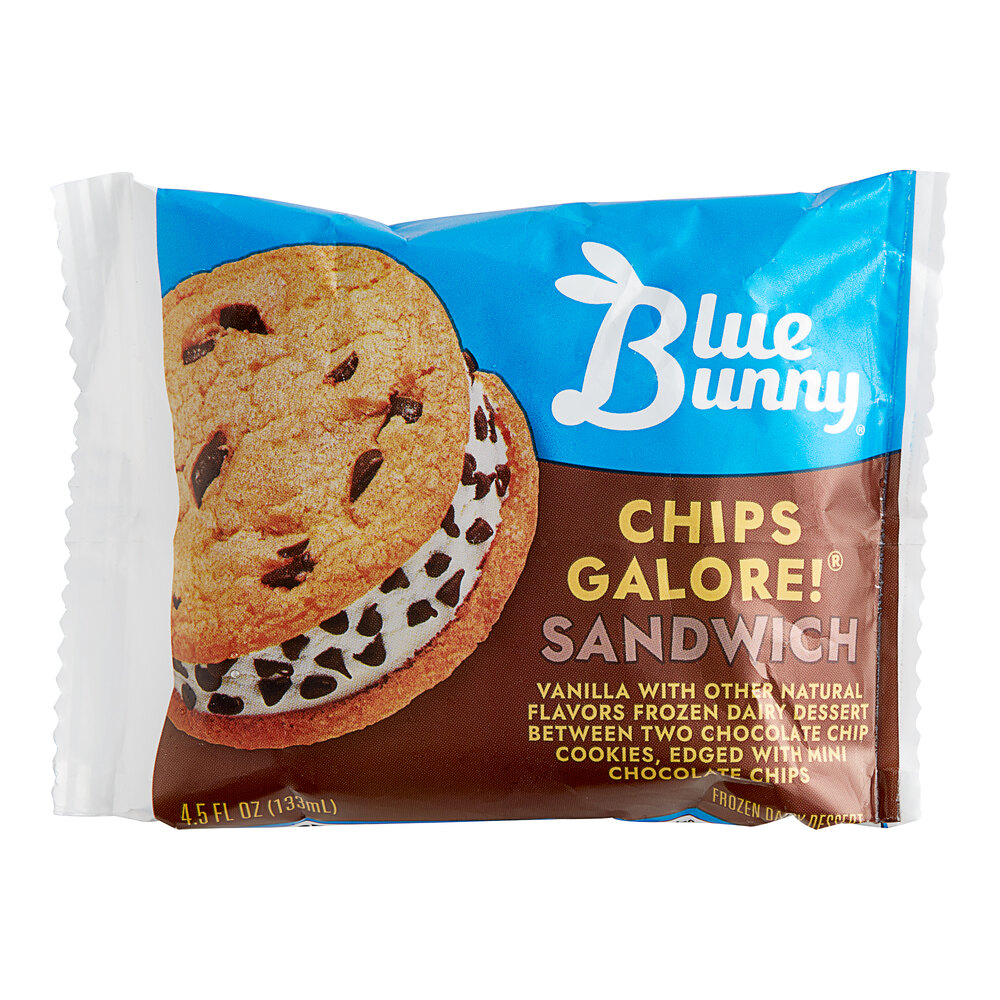 Blue Bunny Chips Galore Round Frozen Dessert Sandwich 4.5 oz. - 24/Case