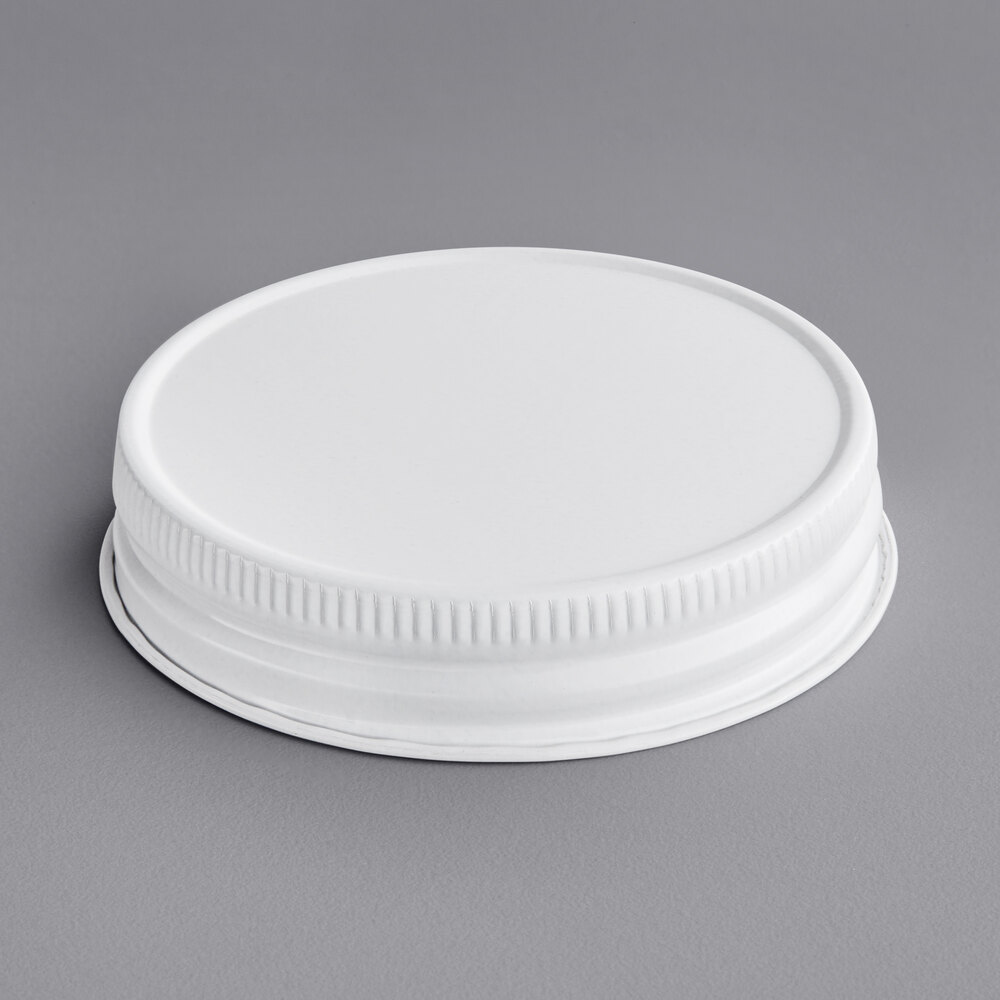 70/450 White Metal Lid with Plastisol Liner - 100/Pack