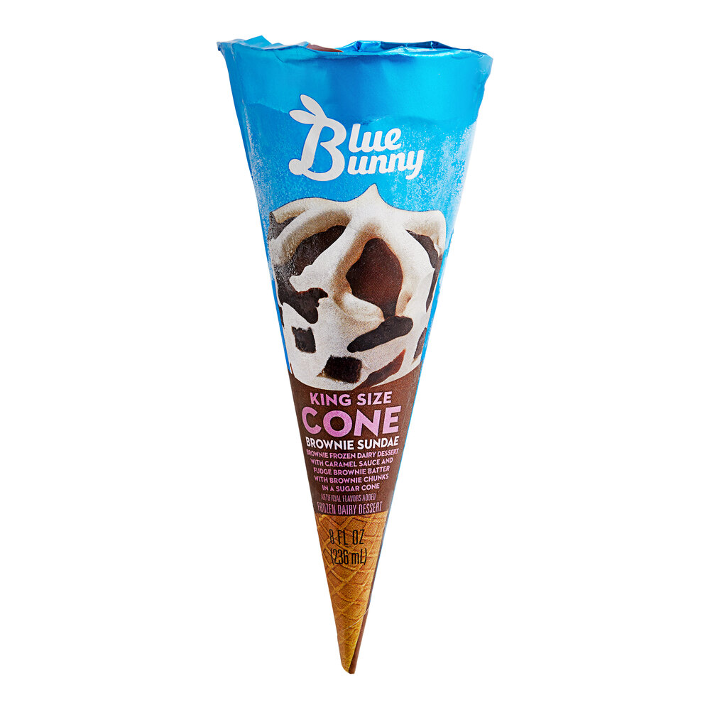 Blue Bunny Brownie Sundae King Size Frozen Dessert Cone 8 oz. - 12/Case