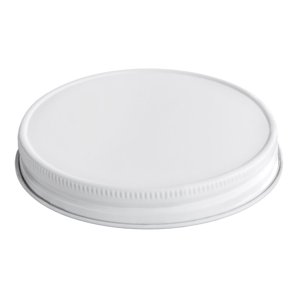 89/400 White Metal Lid with Plastisol Liner - 100/Pack