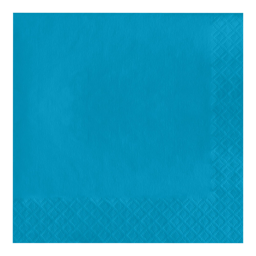 Creative Converting Turquoise Blue 3-Ply 1/4 Fold Luncheon Napkin - 50/Pack