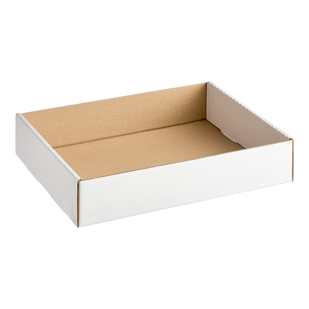 Choice 15 1/4" x 11 15/16" x 3 1/4" White Corrugated Half Tray - 50/Case