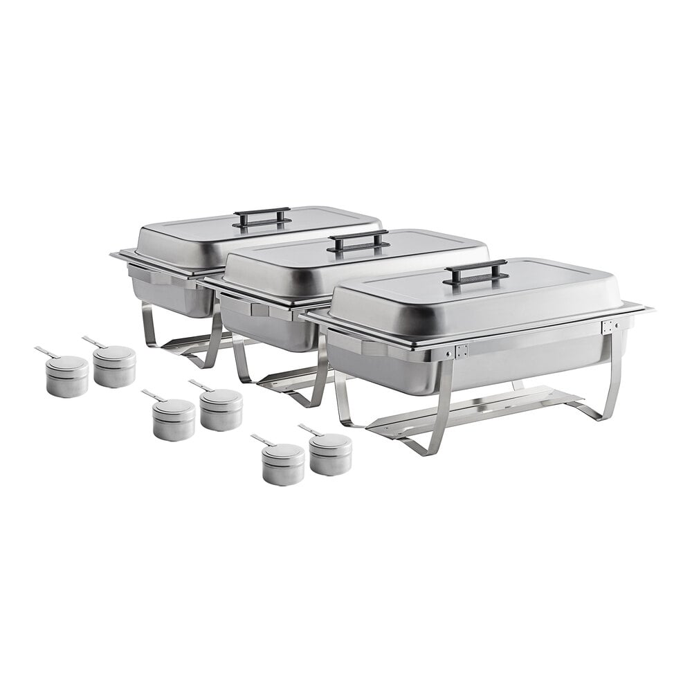 Choice Economy 8 Qt. Full Size Stainless Steel Chafer with Folding ...