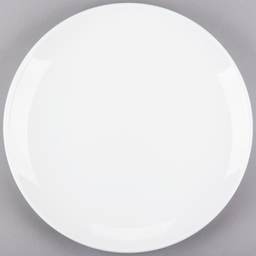 Libbey Porcelana 12 1/4" Bright White Round Porcelain Coupe Plate - Sample