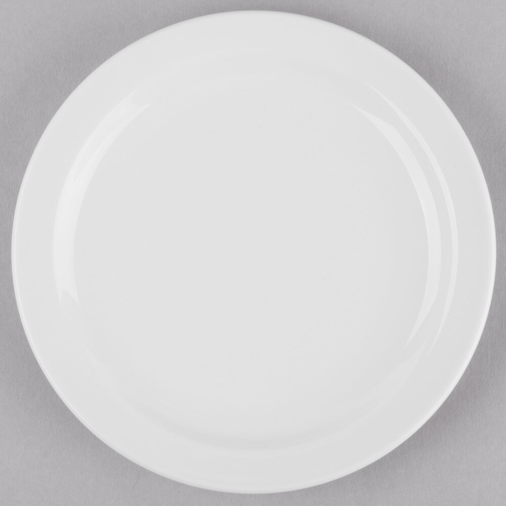 Libbey Porcelana 6 1/2" Bright White Round Narrow Rim Porcelain Plate ...
