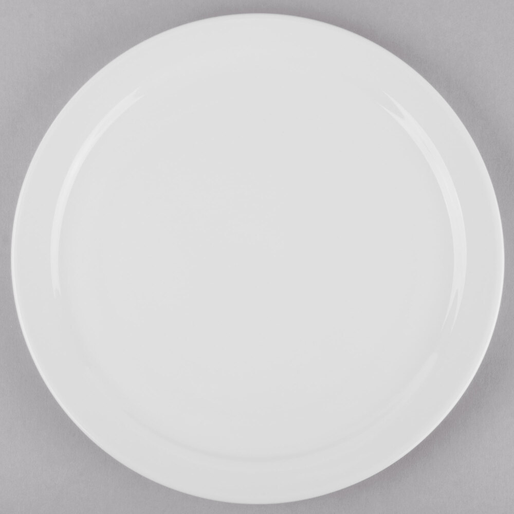Libbey Porcelana 10 3/8" Bright White Round Narrow Rim Porcelain Plate ...
