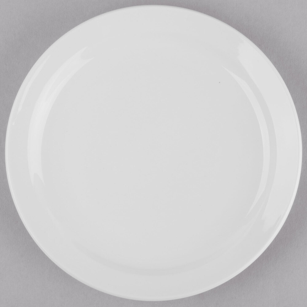 Libbey Porcelana 7 1/4" Bright White Round Narrow Rim Porcelain Plate ...