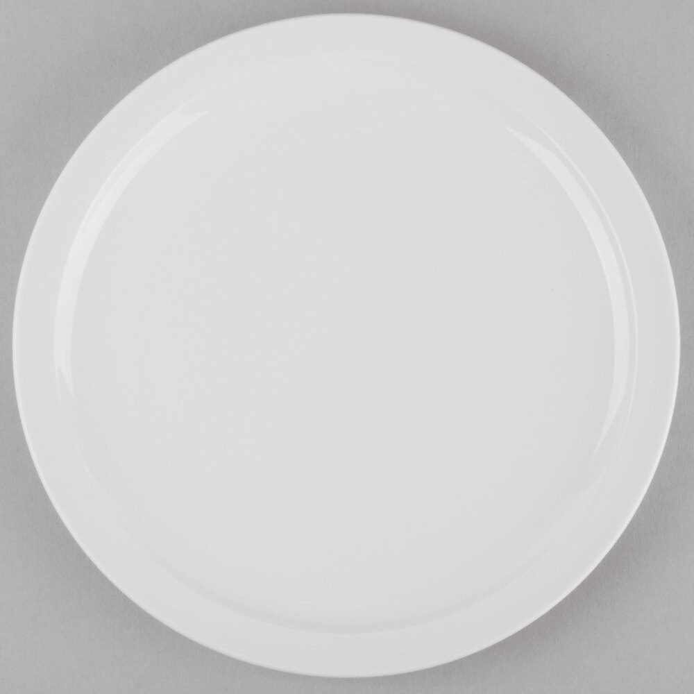 Libbey Porcelana 9 1/2" Bright White Round Narrow Rim Porcelain Plate ...