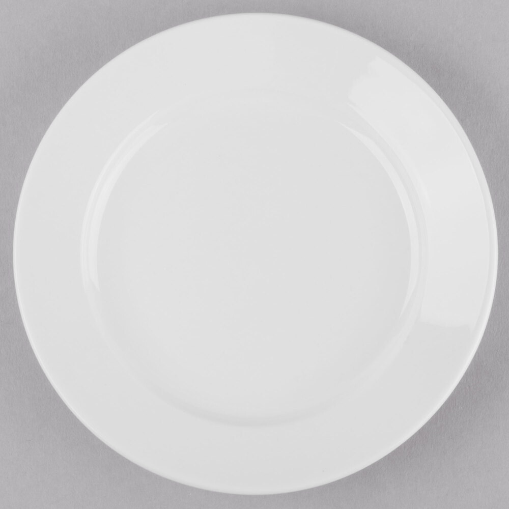 Libbey Porcelana 6 1/4" Bright White Round Wide Rim Porcelain Plate ...