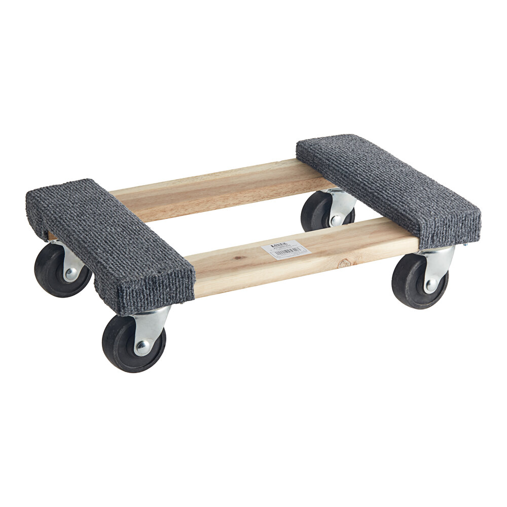 Lavex 18" x 12" 800 lb. Wood Dolly with Carpeted Deck Ends and 3" Wheels