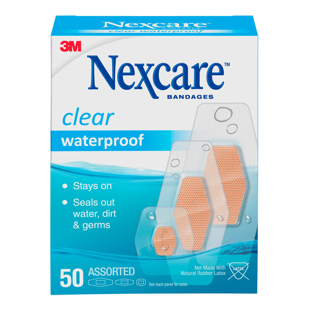 3M Nexcare™ Assorted Clear Waterproof Bandages - 50/Box