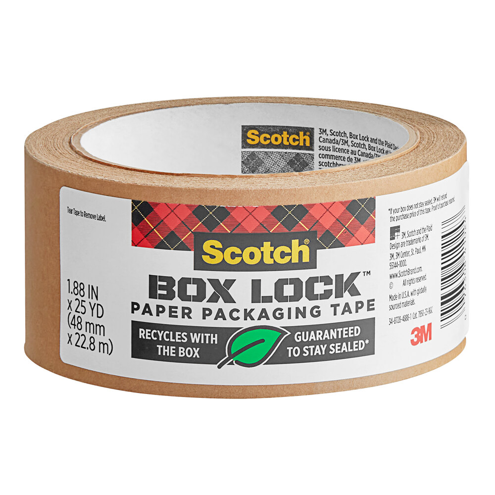 3M Scotch Box Lock™ 1.88" x 25 Yards Brown Extreme Grip Paper Shipping ...