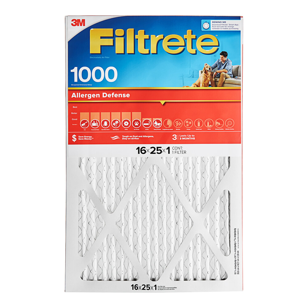 3M Filtrete 16" x 25" x 1" MPR 1000 Allergen Defense Air Filter 70009104764