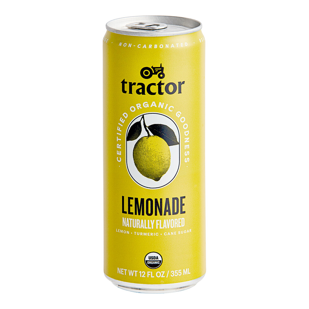 Tractor Beverage Co. Organic Lemonade 12 fl. oz. Can - 12/Case