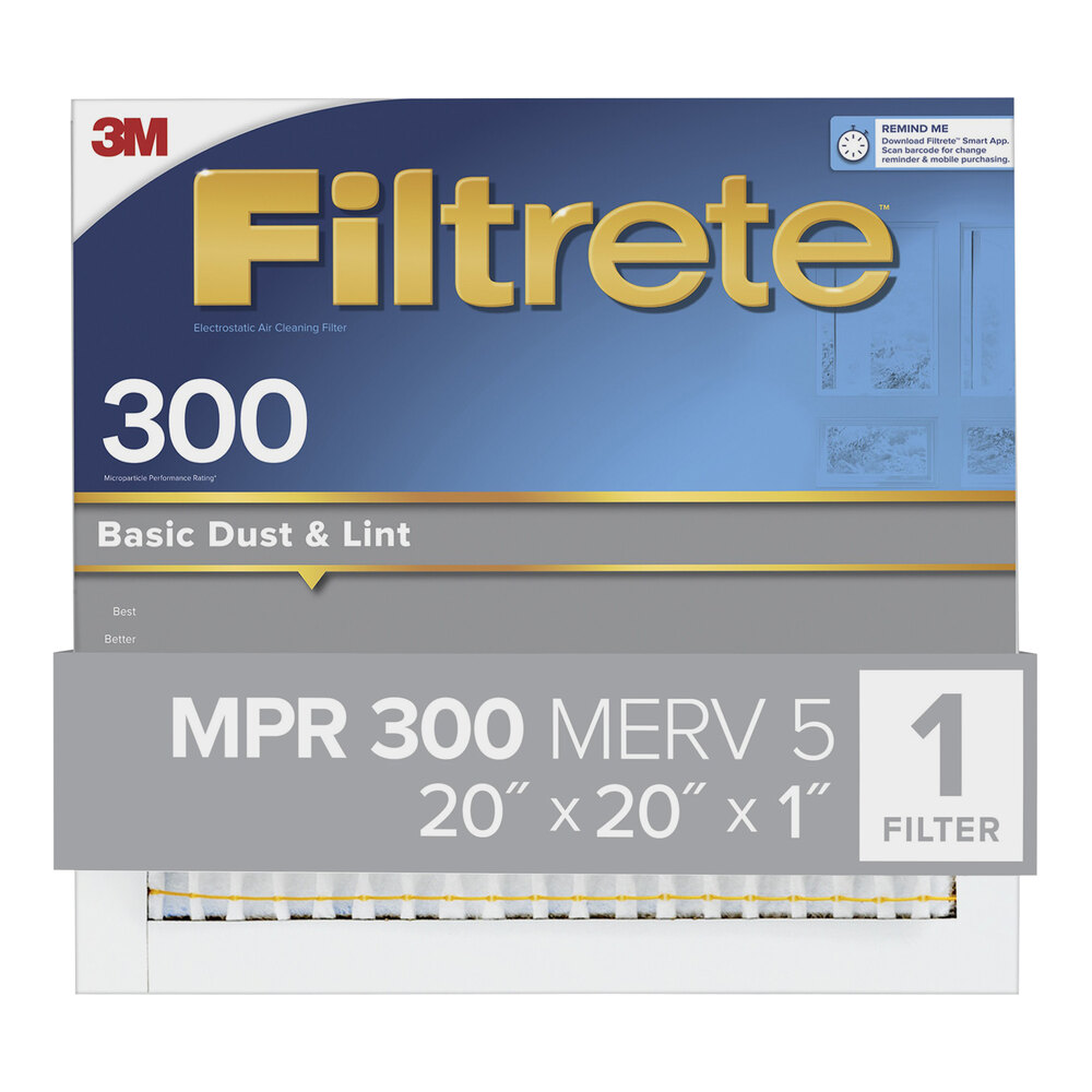 3M Filtrete 20" x 20" x 1" MPR 300 Basic Dust and Lint Air Filter ...