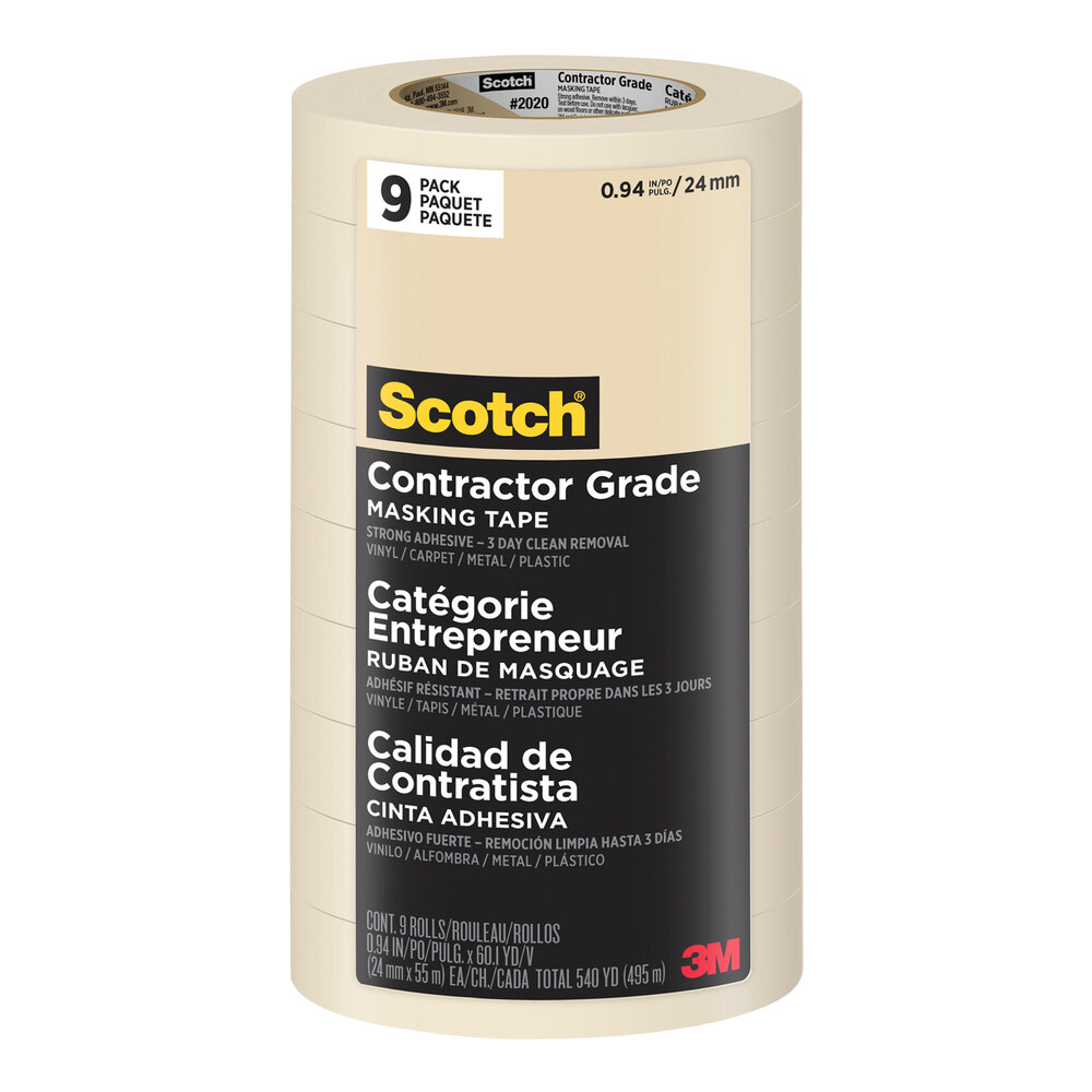 3M Scotch™ 0.94" x 60 1/8 Yard Contractor Grade Masking Tape ...