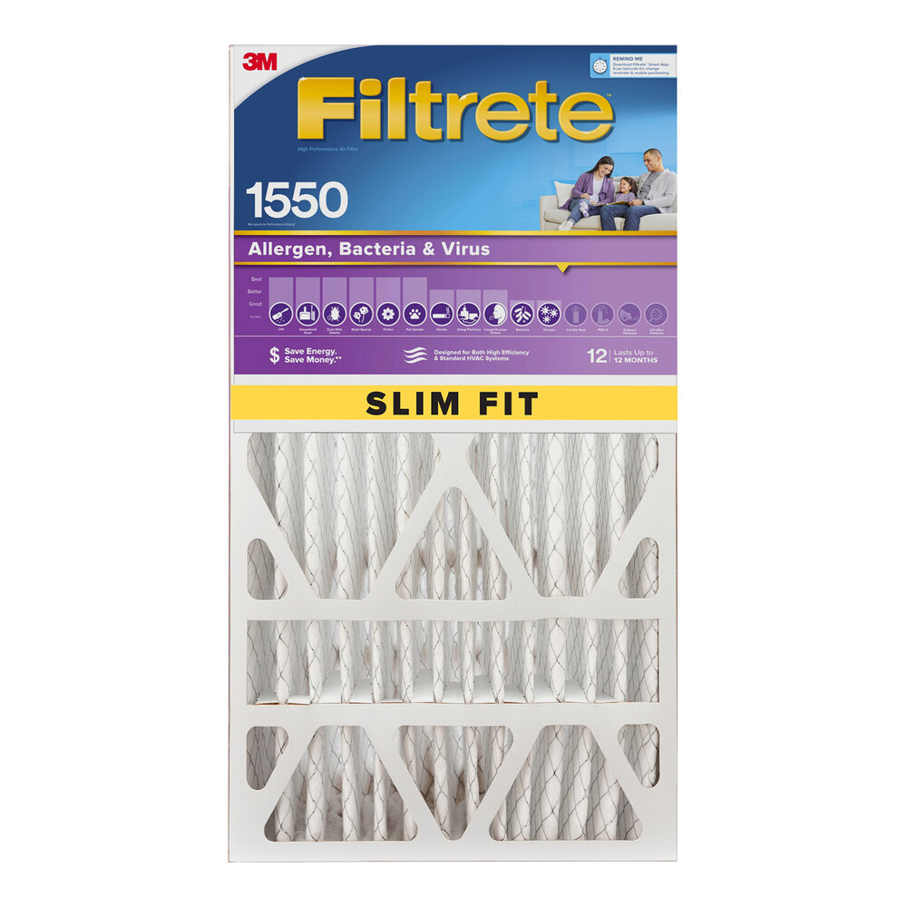 3M Filtrete 16" x 25" x 3 3/4" MPR 1550 Slim Fit Ultra Allergen ...
