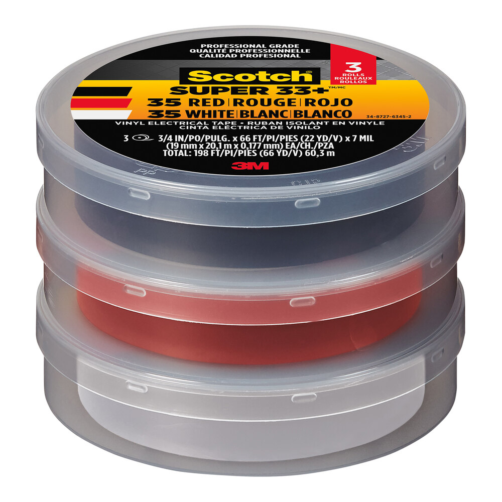3M Scotch™ Super 33+™ 70006958386 0.75" x 66' Assorted Colors Vinyl ...