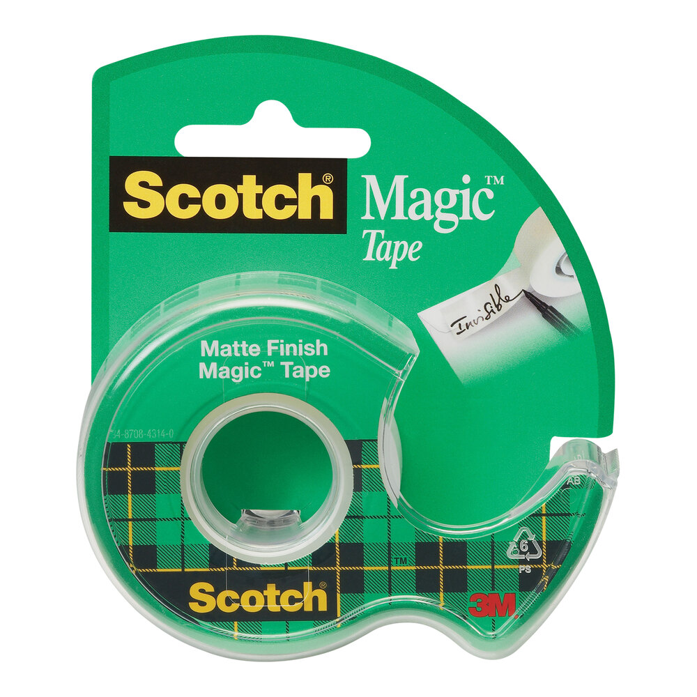 3M Scotch Magic™ 0.75" x 300" Transparent Write-On Invisible Tape with ...