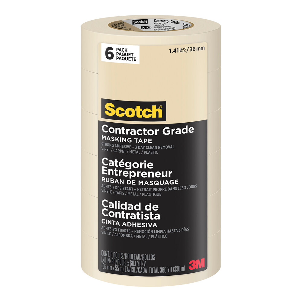 3M Scotch™ 1.41" x 60 1/8 Yard Contractor Grade Masking Tape ...