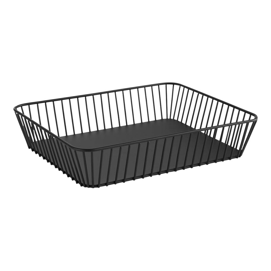 APS Urban 12 3/4" x 10 3/8" x 3" Black Stainless Steel Rectangular Wire ...
