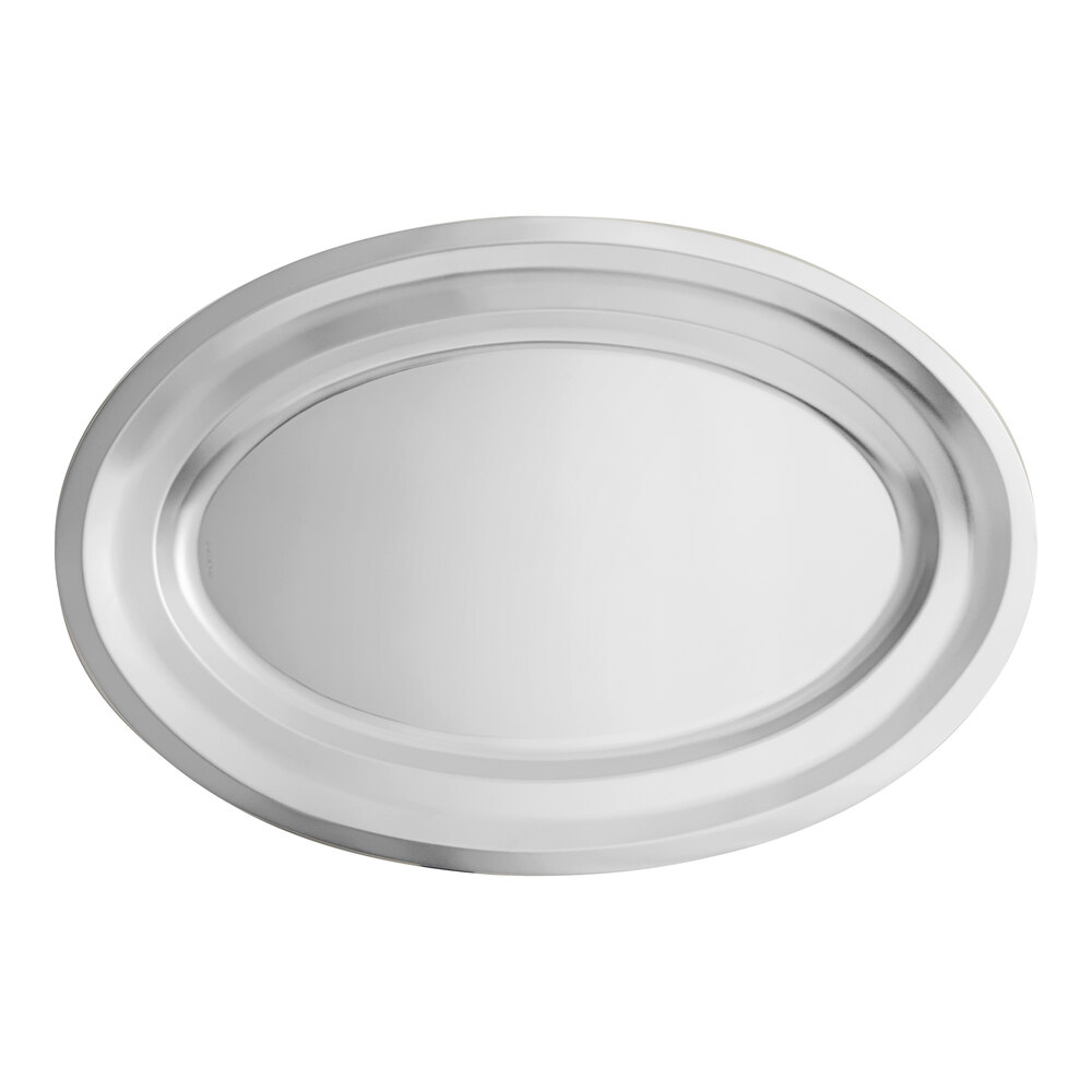 Abert 17 3/4" x 12 1/4" Oval Stainless Steel Serving Platter by Arc ...