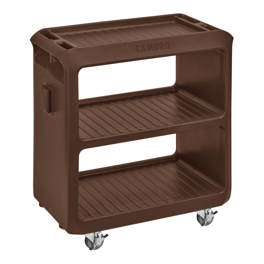 Cambro Service Cart PRO 31 1/4" x 18" x 34" Dark Brown 3-Shelf Beverage ...