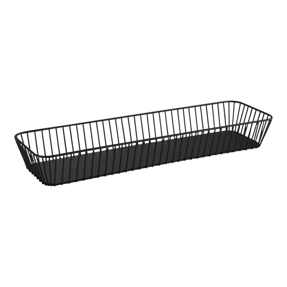 APS Urban 20 7/8" x 6 3/8" x 3" Black Stainless Steel Rectangular Wire ...