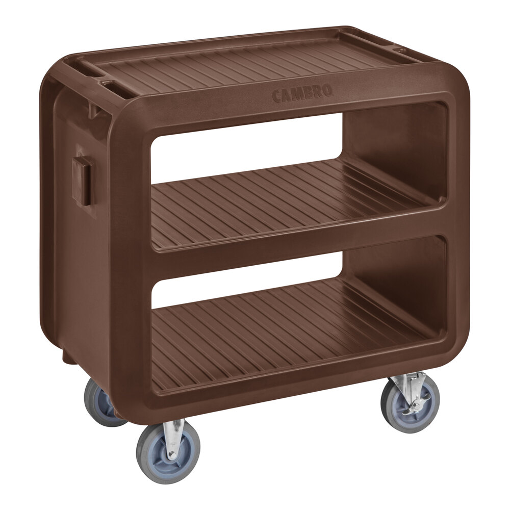 Cambro Service Cart PRO 37 1/2" x 22" x 37 1/4" Dark Brown 3-Shelf ...