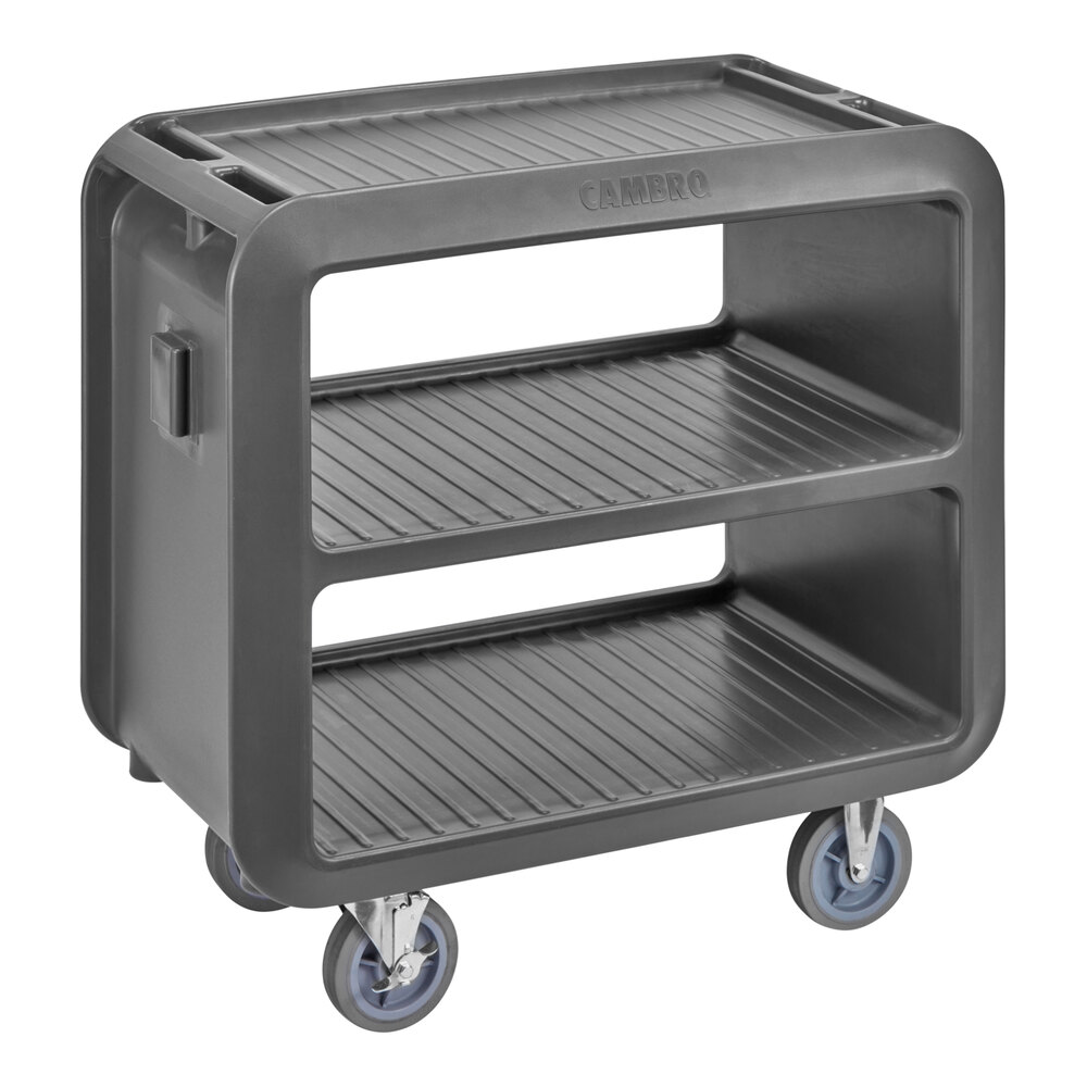 Cambro Service Cart PRO 37 1/2" x 22" x 37 1/4" Charcoal Gray 3-Shelf ...
