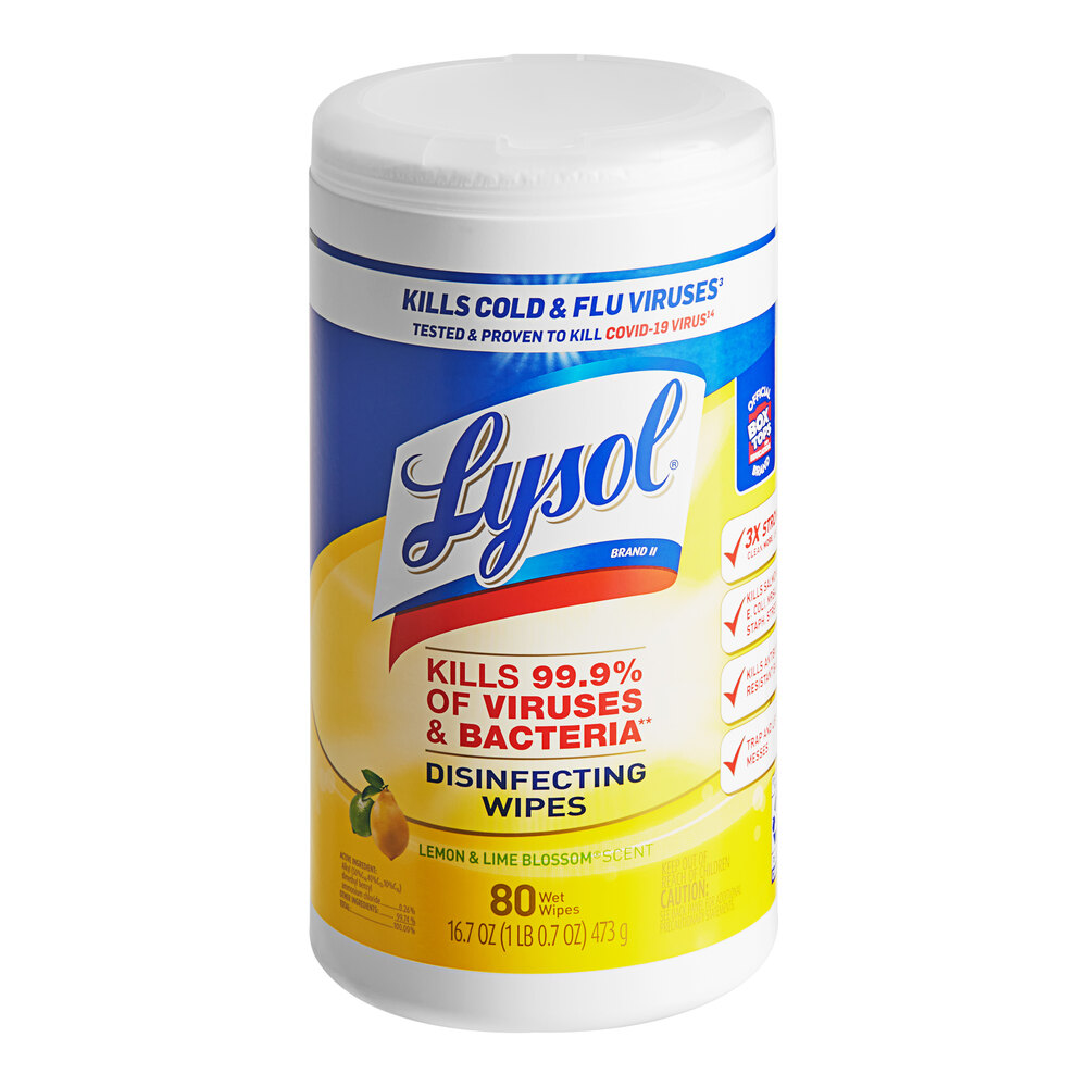 Lysol 80-Count Lemon and Lime Blossom Scent Disinfecting Wipes - 6/Case