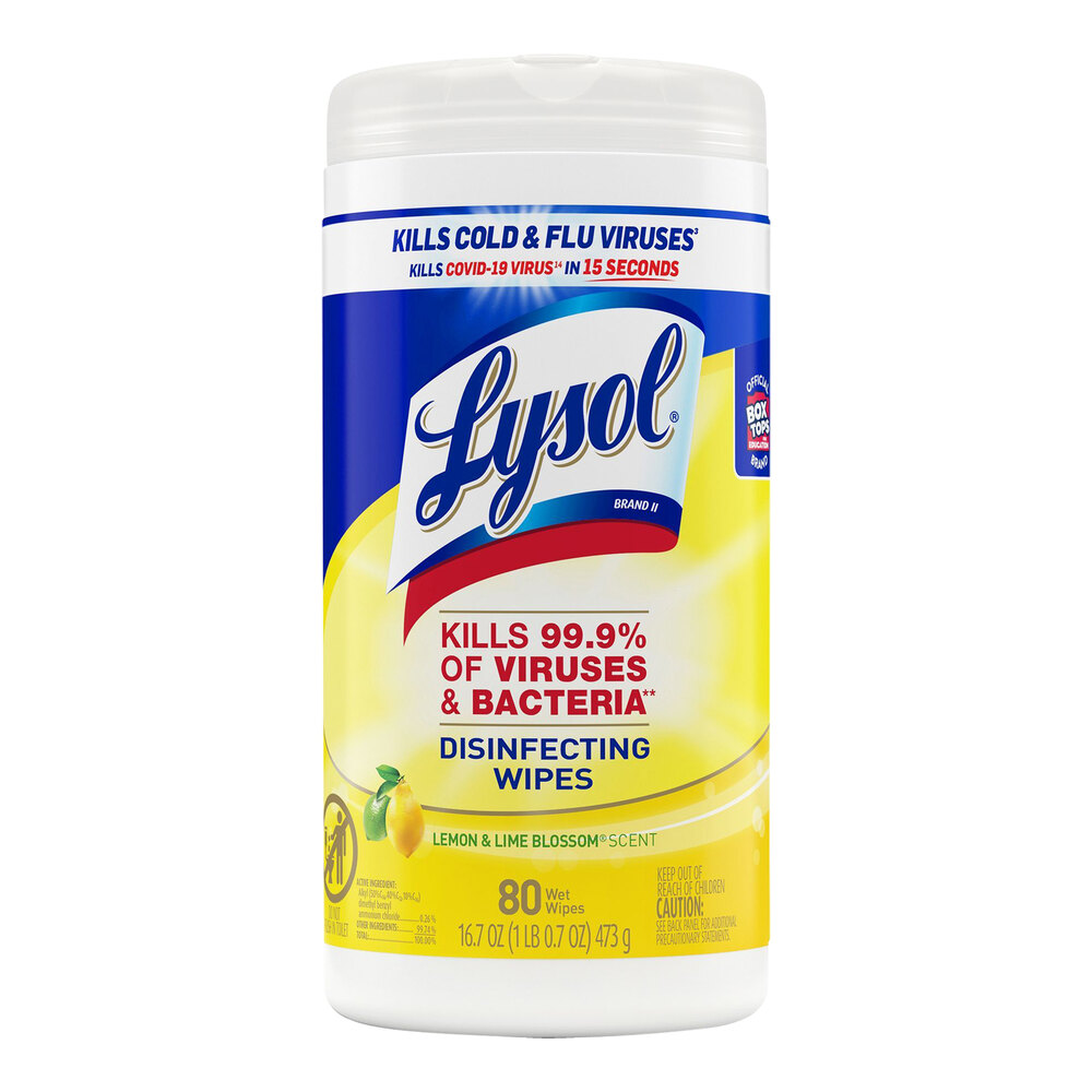 Lysol 80-Count Lemon and Lime Blossom Scent Disinfecting Wipes - 6/Case