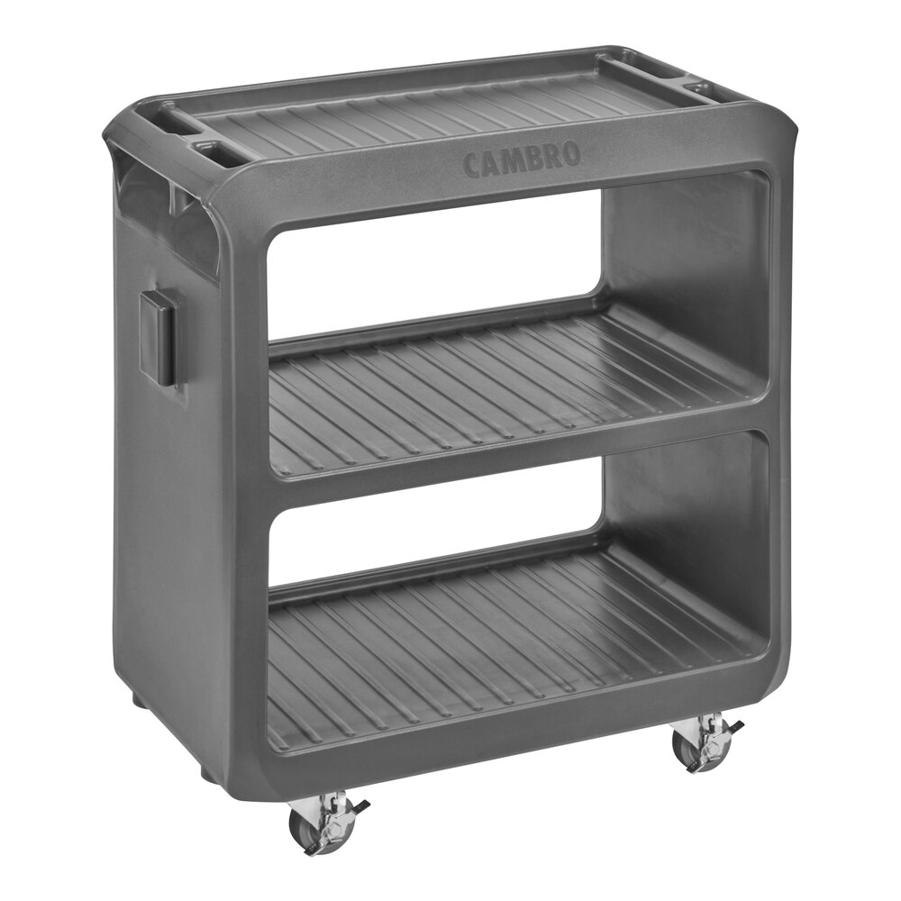 Cambro Service Cart PRO 31 1/4" x 18" x 34" Charcoal Gray 3-Shelf ...