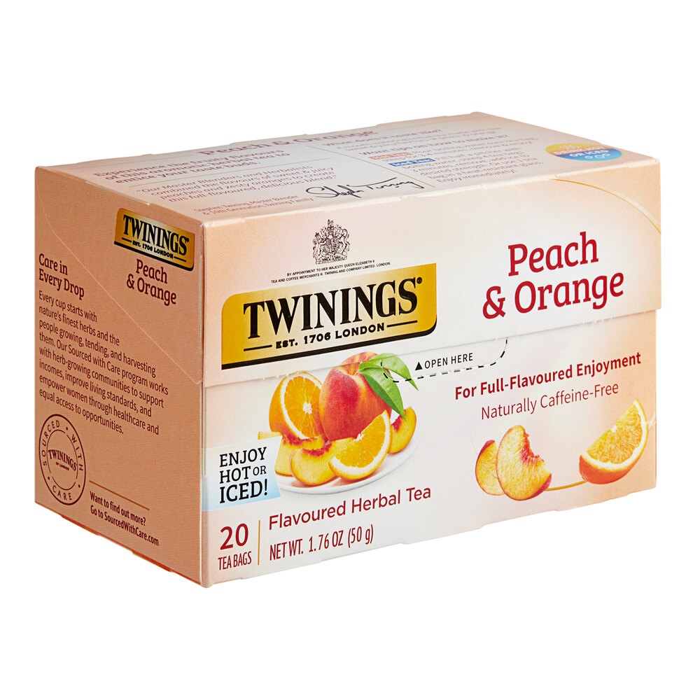 Twinings Peach & Orange Herbal Tea Bags - 20/Box