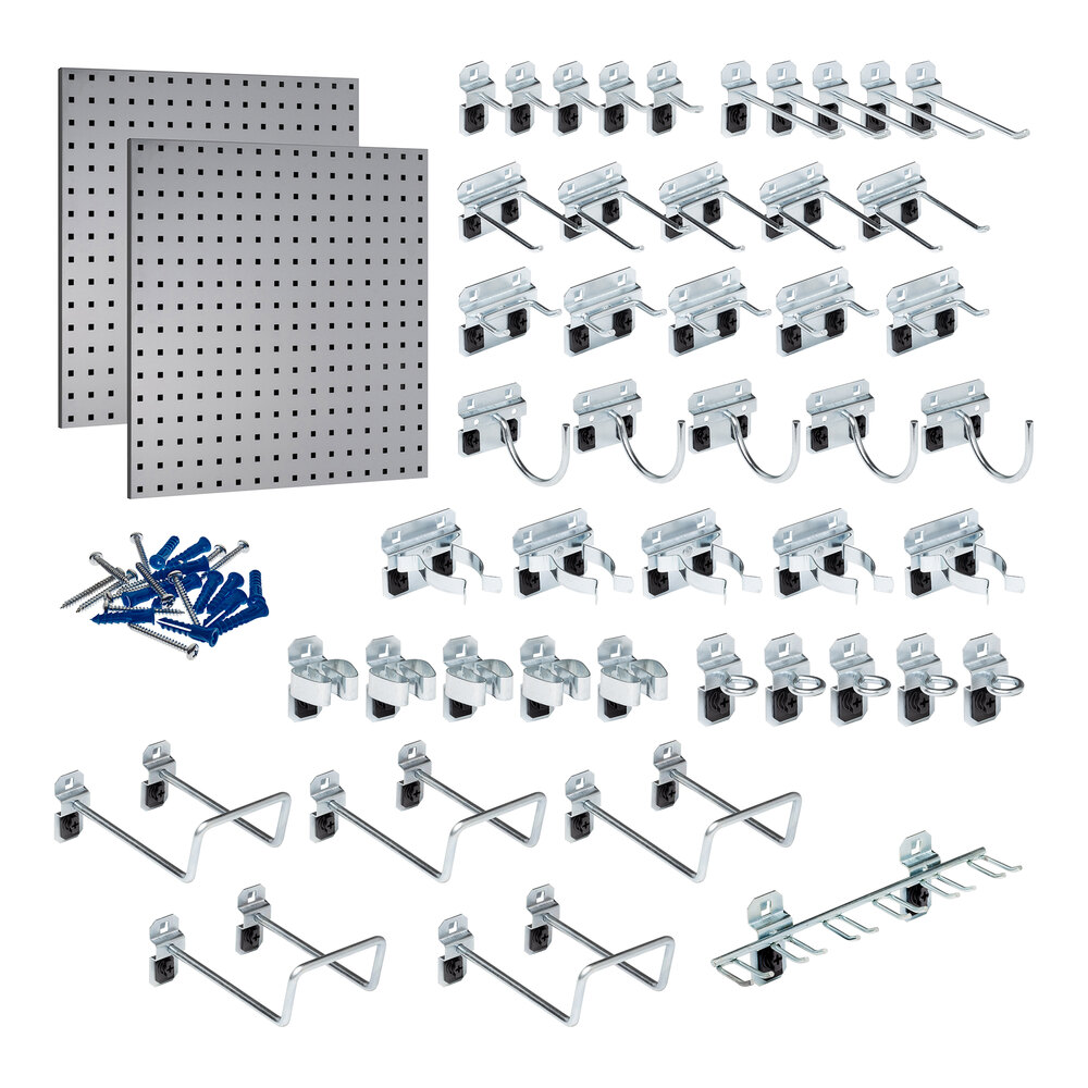 Triton Products 24" x 24" Gray Steel LocBoard Kit with 46 Hooks