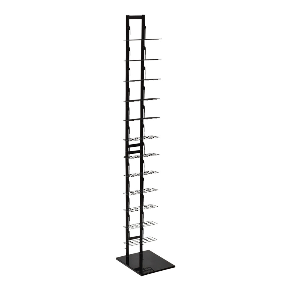 12 1/4" x 14 3/4" x 73" Black Steel Shoe Display Tower with 12 Shelves
