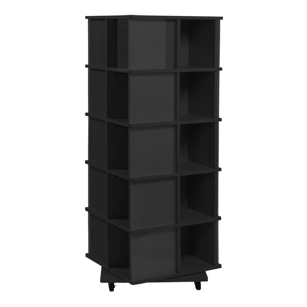 23 1/2" x 23 1/2" x 63" 20-Slot Black Wood Mobile T-Shirt Spinner ...