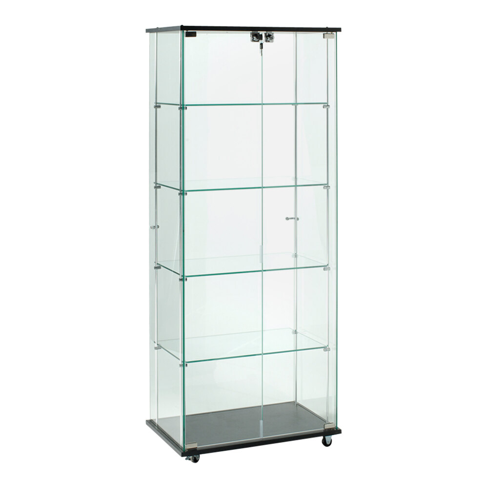 24" x 15 3/4" x 62" Frameless Glass 4-Shelf Tower Display Showcase with ...