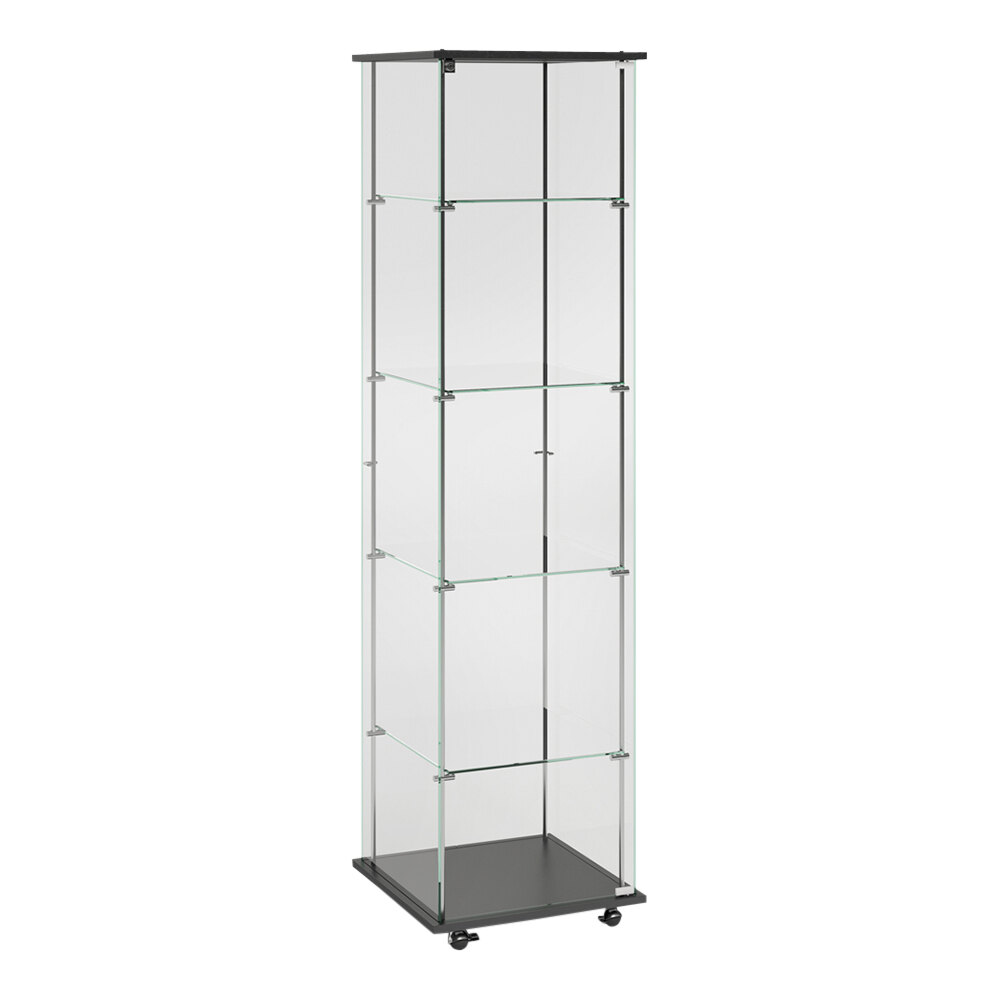 15 3/4" x 15 3/4" x 62" Square Frameless Glass 4-Shelf Display Showcase ...