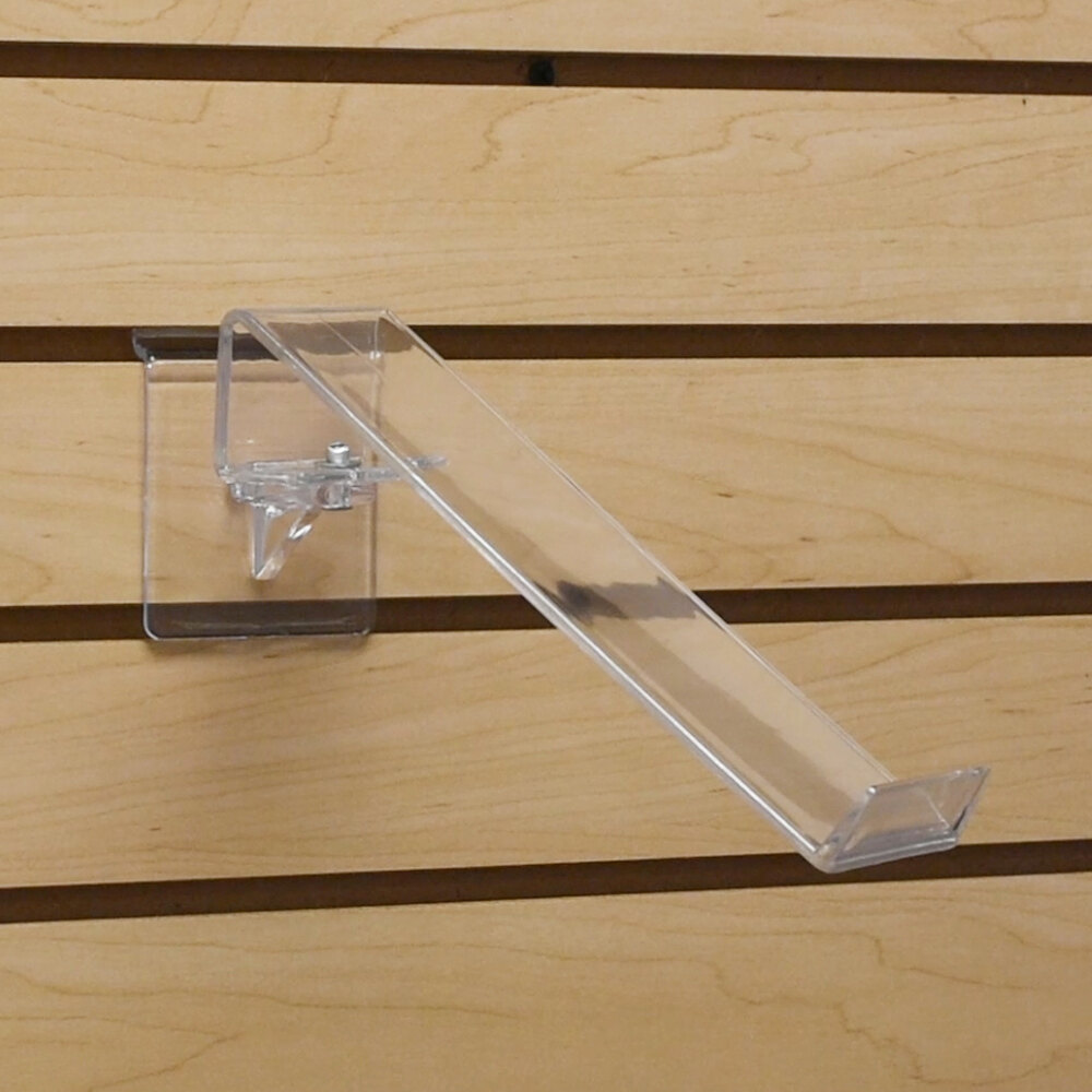 13" x 3" Clear Acrylic Swivel Shoe Shelf for Slatwall Shelving