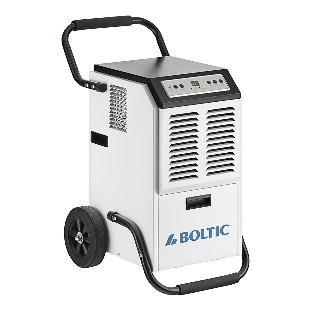 Boltic 110 Pint Steel Commercial Dehumidifier with Drain Hose and Wheels - 115V, 728W