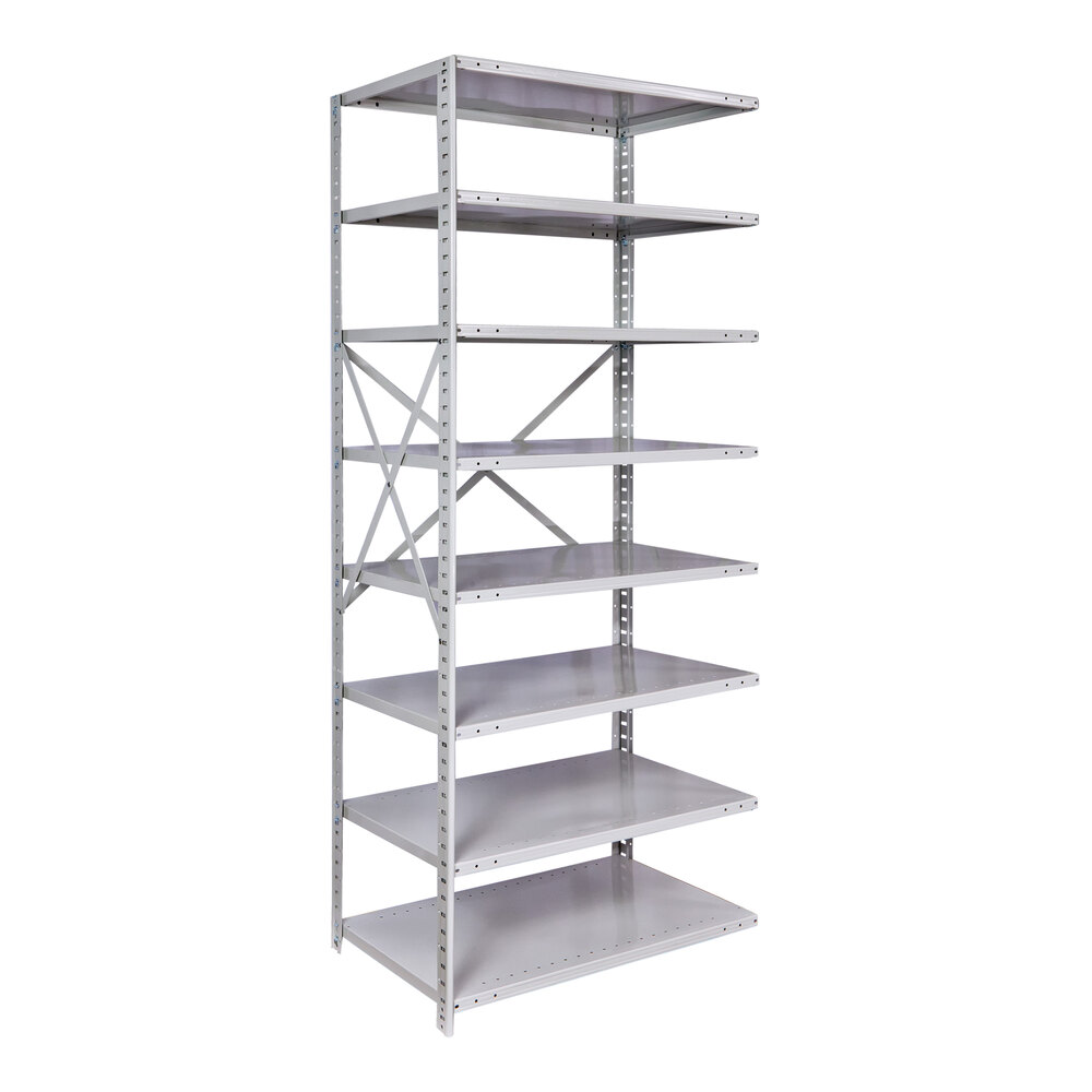 Hallowell MedSafe Hi-Tech 48" x 18" x 87" Antimicrobial Steel Open 8-Shelf Medium-Duty Shelving ...