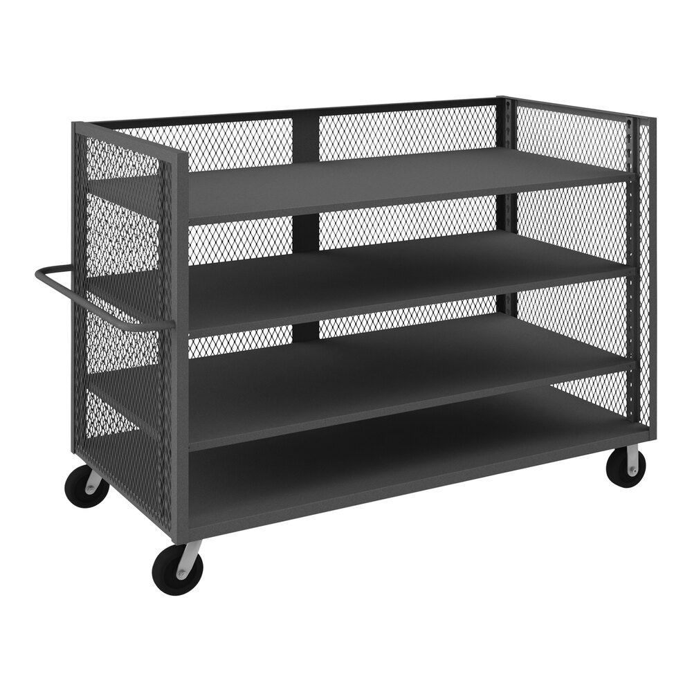Durham Mfg 36" x 72" 14 Gauge Steel Adjustable 4-Shelf 3-Sided Mesh Truck - 3,000 lb. Capacity ...
