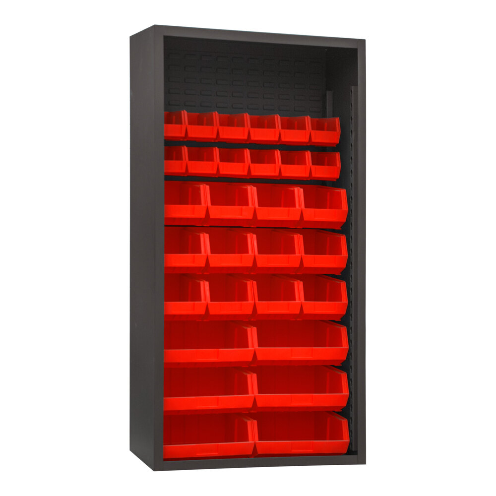 Durham Mfg 36" x 18" x 72" 12 Gauge Steel Enclosed Bin Rack with 30 Red ...