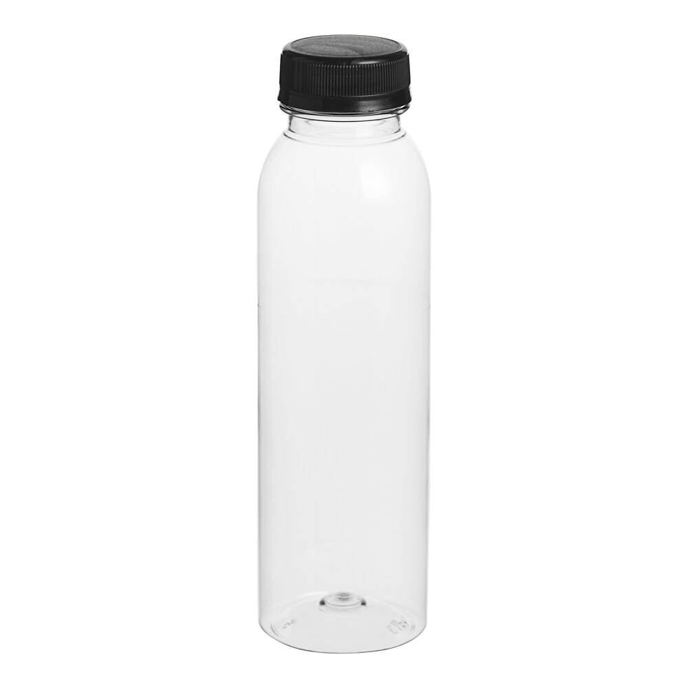 Captiva Containers 12 oz. Round PET Clear HPP Juice Bottle with Black ...
