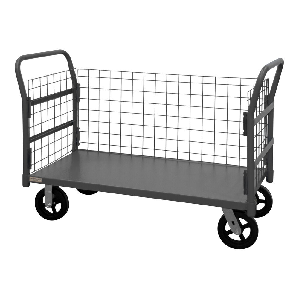 Durham Mfg 24" x 48" 14 Gauge Steel 3-Sided Wire Cart with Removable ...