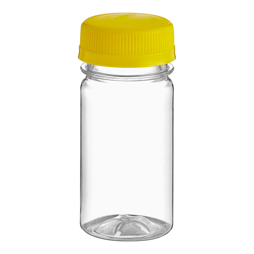 Captiva Containers 2.5 oz. Round PET Clear Energy Bottle with Yellow ...