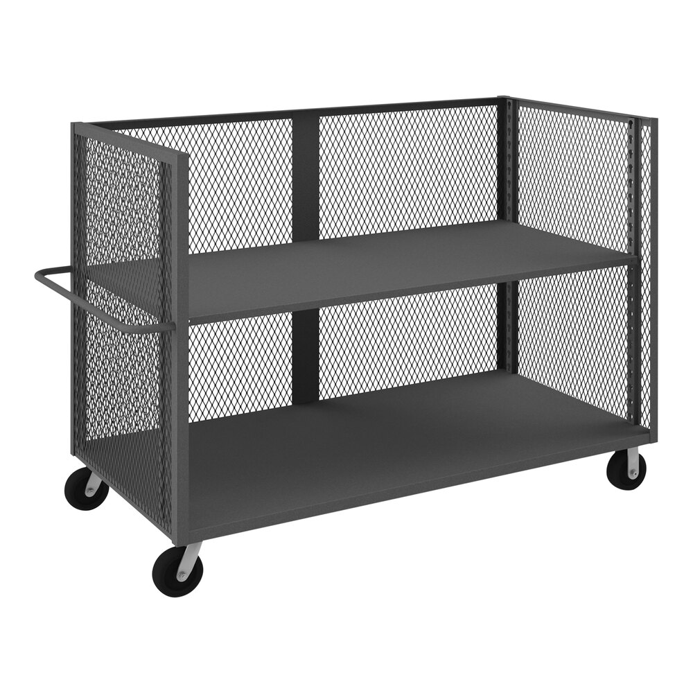 Durham Mfg 36" x 72" 14 Gauge Steel Adjustable 2-Shelf 3-Sided Mesh Truck - 3,000 lb. Capacity ...