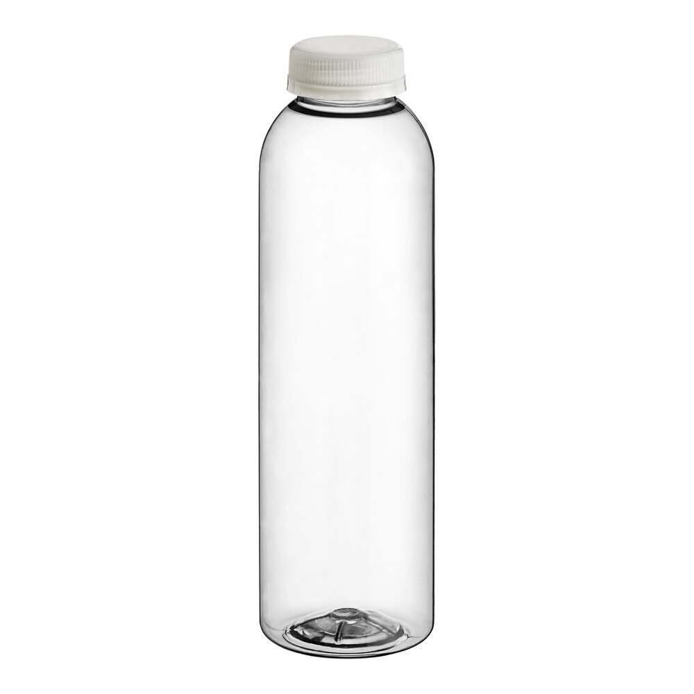 Captiva Containers 16 oz. Round rPET Clear Juice Bottle with Clear Lid ...