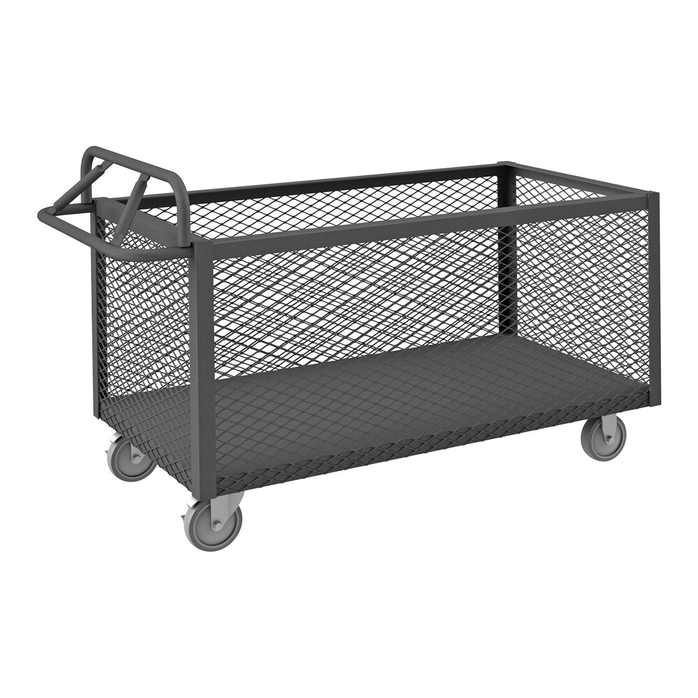 Durham Mfg 30" x 48" 14 Gauge Steel 4-Sided Mesh Box Truck with Ergonomic Handle and 5 ...